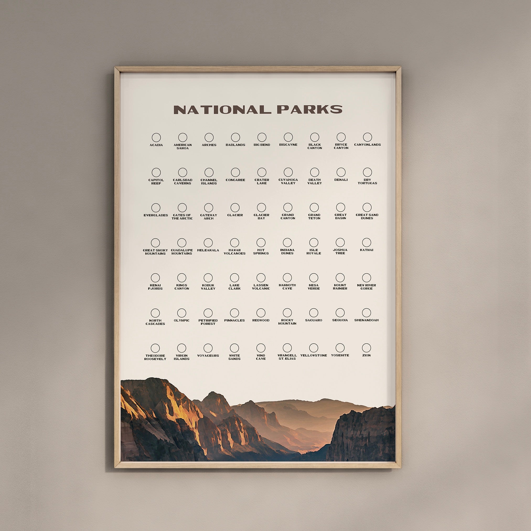 National Park Checklist Poster Vintage – The Parks Brand